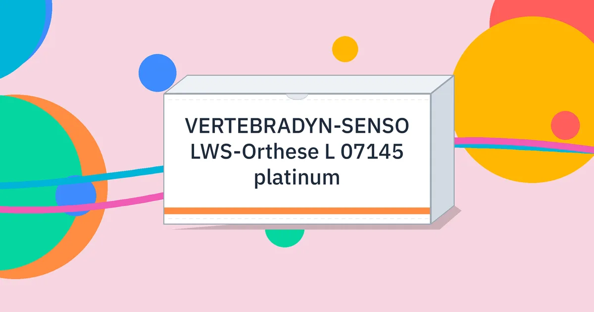 Symbolbild: Packung mit der Aufschrift VERTEBRADYN-SENSO LWS-Orthese L 07145 platinum (PZN 05542817) – Verfügbarkeit und Bezug in Apotheken in Frankfurt am Main
