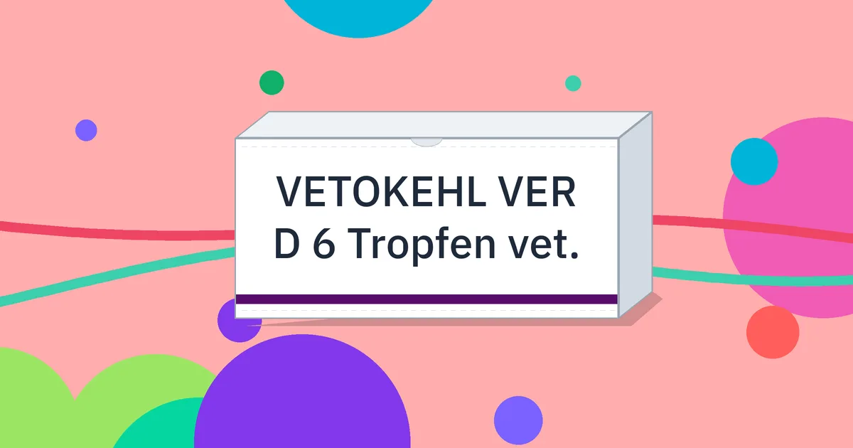 Symbolbild: Packung mit der Aufschrift VETOKEHL VER D 6 Tropfen vet. (PZN 00163446) – Verfügbarkeit und Bezug in Apotheken in Frankfurt am Main