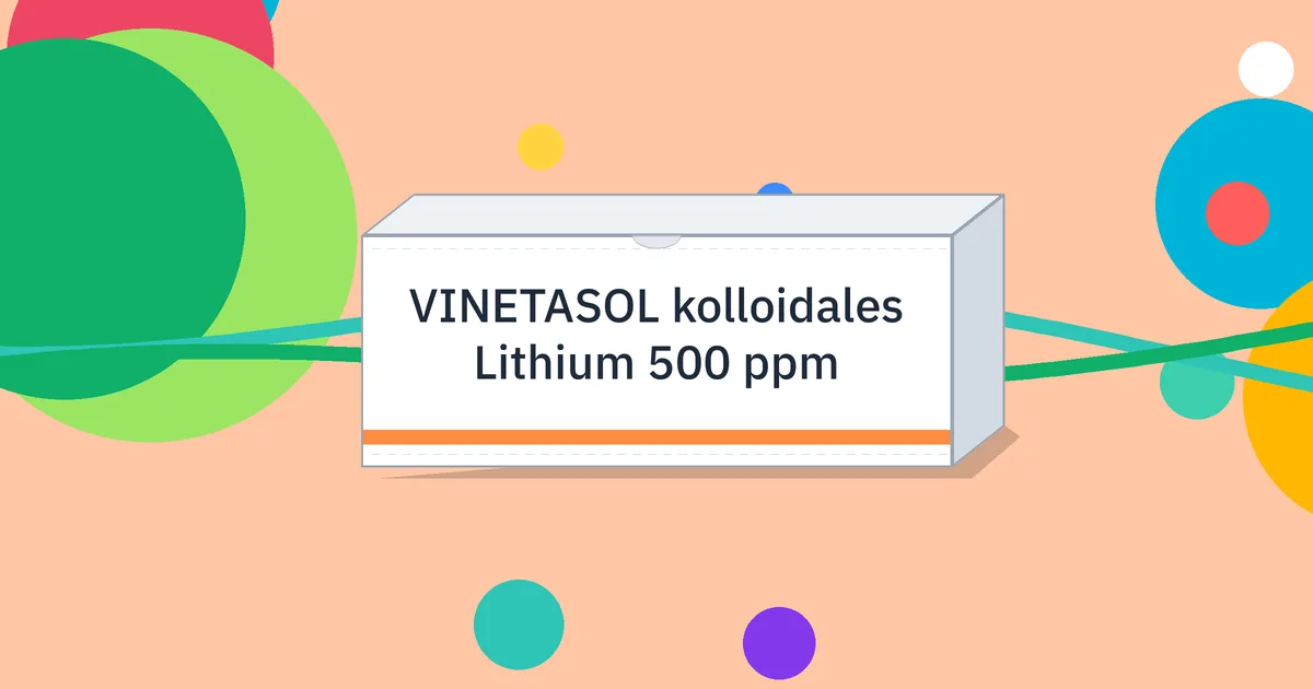 Symbolbild: Packung mit der Aufschrift VINETASOL kolloidales Lithium 500 ppm (PZN 20798738) – Verfügbarkeit und Bezug in Apotheken in Frankfurt am Main