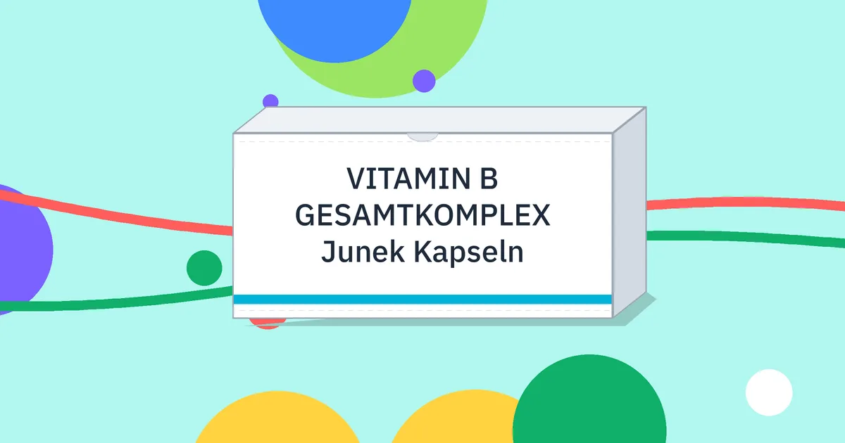 Symbolbild: Packung mit der Aufschrift VITAMIN B GESAMTKOMPLEX Junek Kapseln (PZN 10051530) – Verfügbarkeit und Bezug in Apotheken in Frankfurt am Main