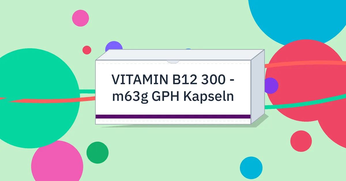 Symbolbild: Packung mit der Aufschrift VITAMIN B12 300 -m63g GPH Kapseln (PZN 13251092) – Verfügbarkeit und Bezug in Apotheken in Frankfurt am Main