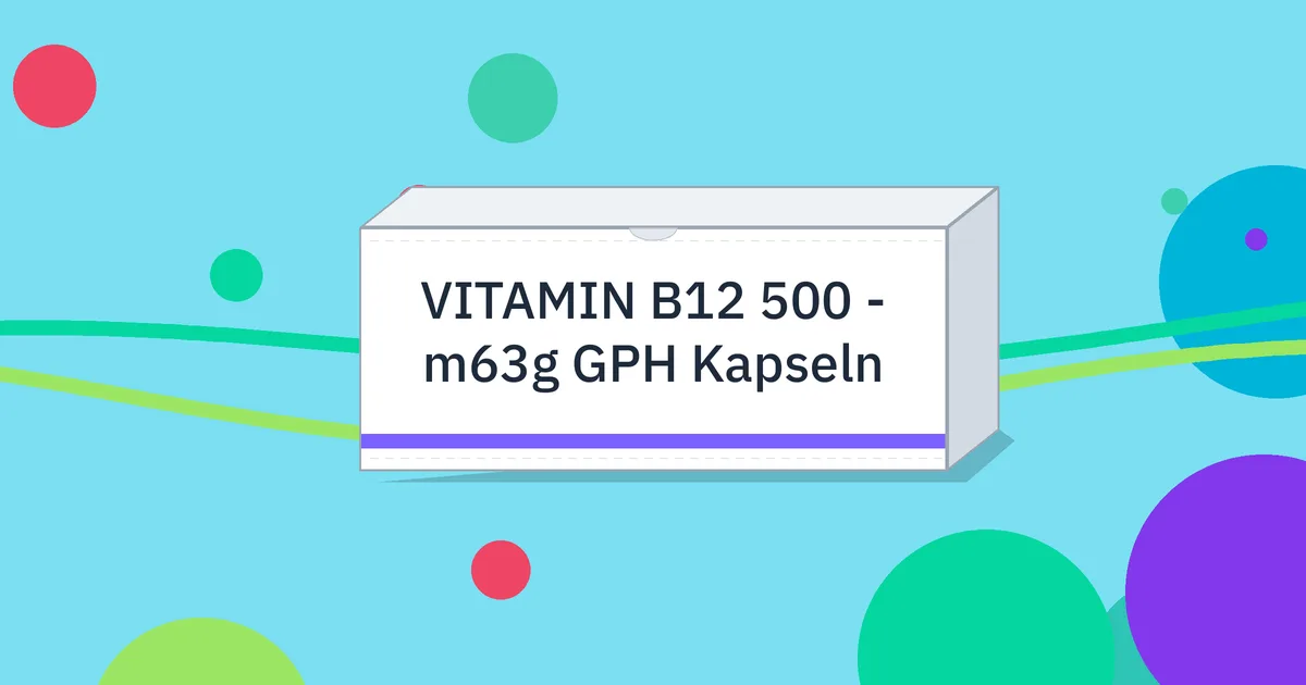 Symbolbild: Packung mit der Aufschrift VITAMIN B12 500 -m63g GPH Kapseln (PZN 13251181) – Verfügbarkeit und Bezug in Apotheken in Frankfurt am Main