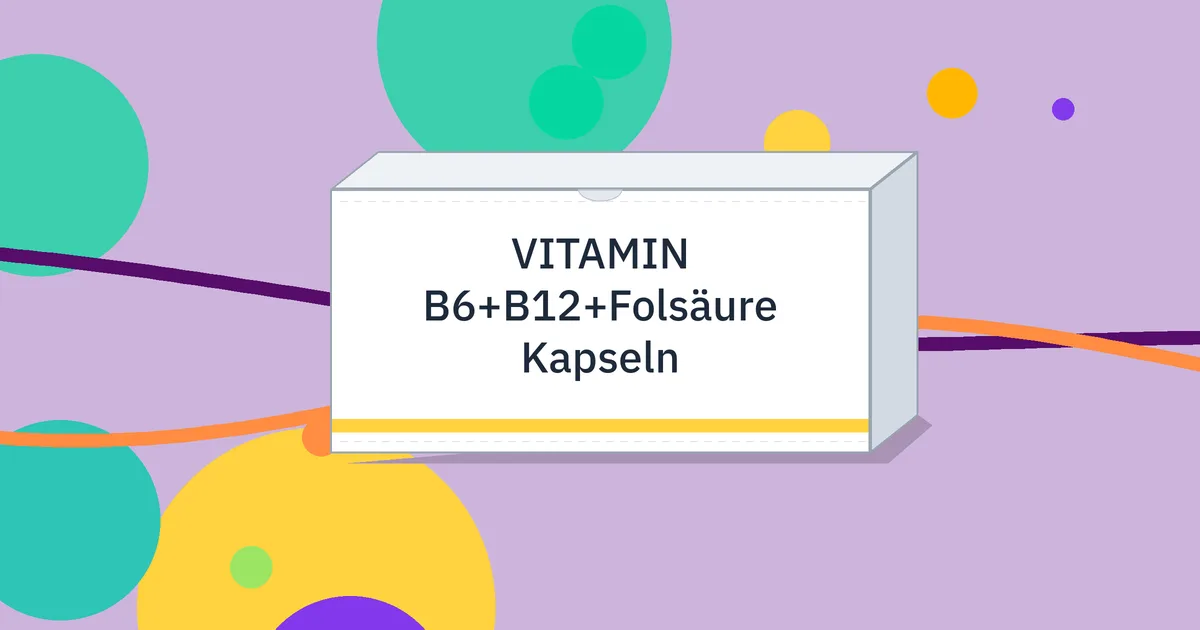 Symbolbild: Packung mit der Aufschrift VITAMIN B6+B12+Folsäure Kapseln (PZN 14058316) – Verfügbarkeit und Bezug in Apotheken in Frankfurt am Main