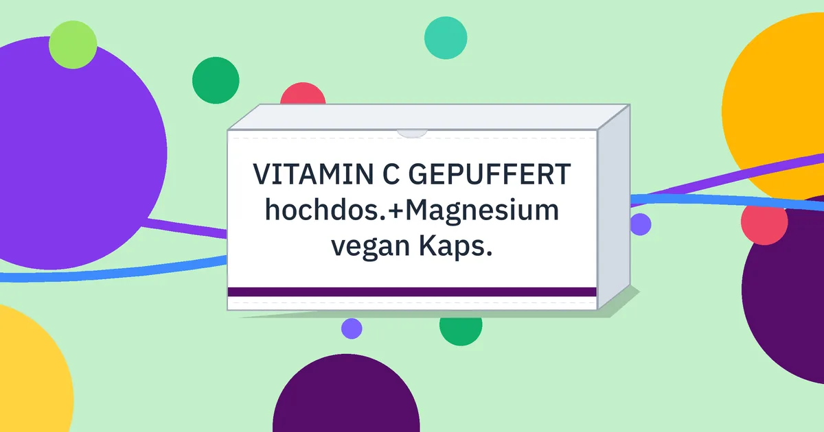 Symbolbild: Packung mit der Aufschrift VITAMIN C GEPUFFERT hochdos.+Magnesium vegan Kaps. (PZN 20339284) – Verfügbarkeit und Bezug in Apotheken in Frankfurt am Main