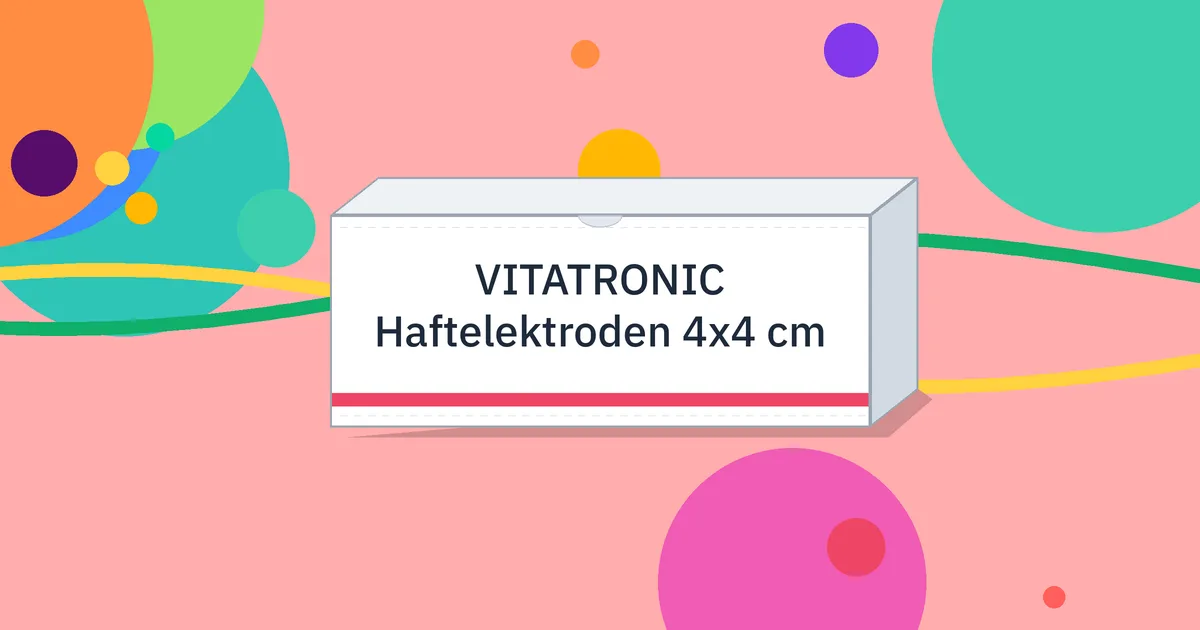 Symbolbild: Packung mit der Aufschrift VITATRONIC Haftelektroden 4x4 cm (PZN 02422716) – Verfügbarkeit und Bezug in Apotheken in Frankfurt am Main