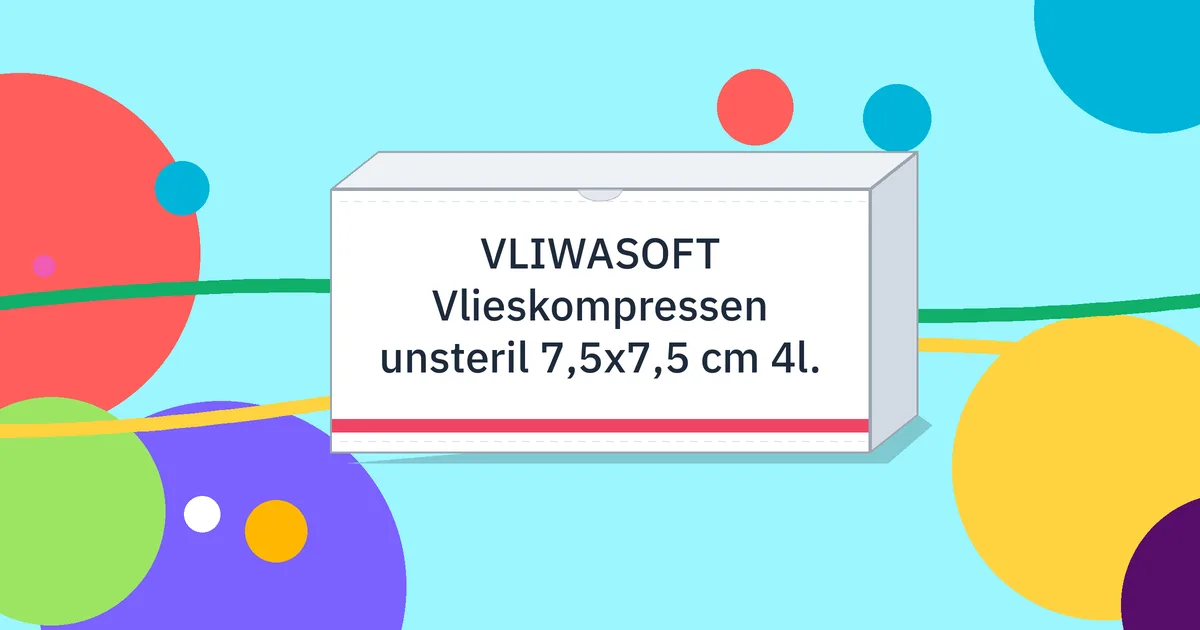 Symbolbild: Packung mit der Aufschrift VLIWASOFT Vlieskompressen unsteril 7,5x7,5 cm 4l. (PZN 10251335) – Verfügbarkeit und Bezug in Apotheken in Frankfurt am Main