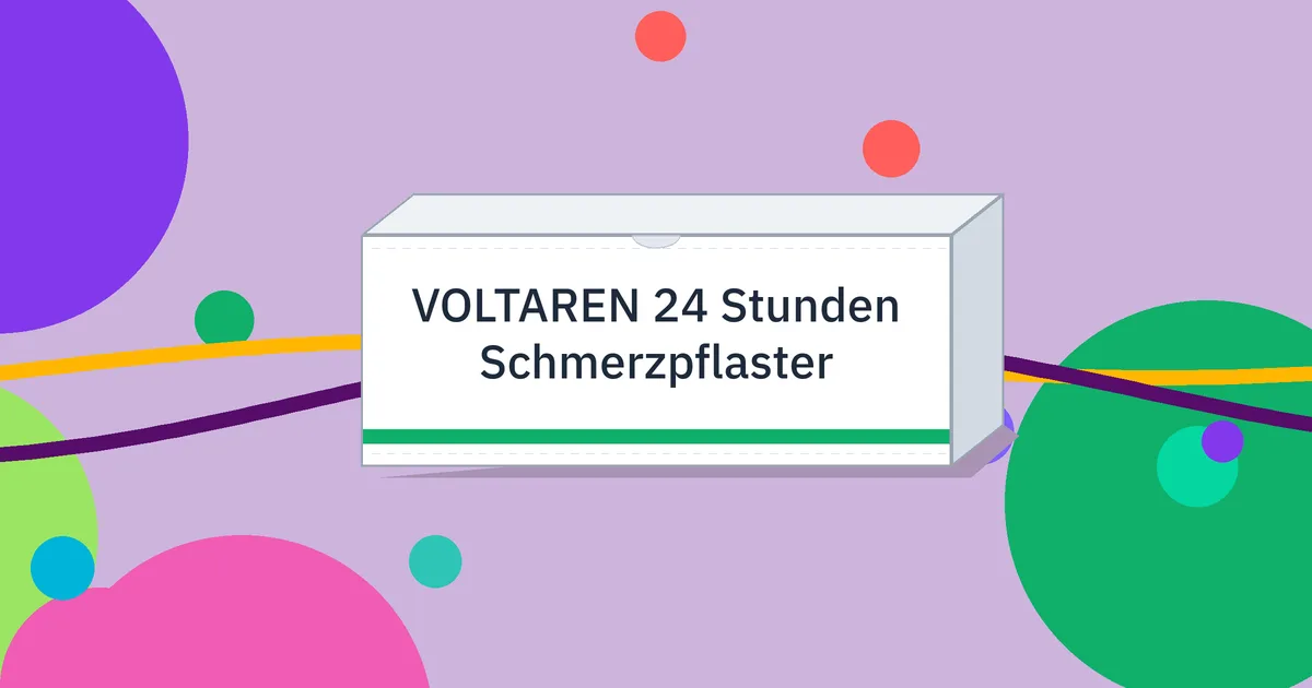 Symbolbild: Packung mit der Aufschrift VOLTAREN 24 Stunden Schmerzpflaster (PZN 18223321) – Verfügbarkeit und Bezug in Apotheken in Frankfurt am Main