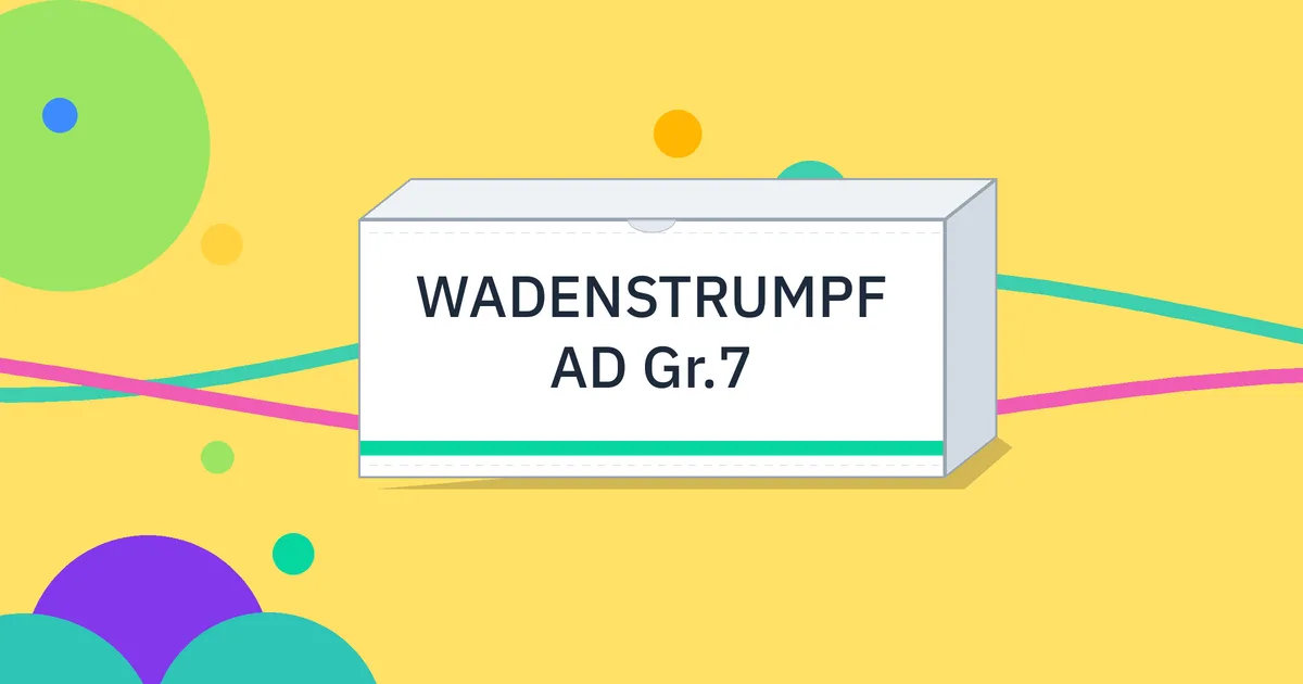 Symbolbild: Packung mit der Aufschrift WADENSTRUMPF AD Gr.7 (PZN 02444706) – Verfügbarkeit und Bezug in Apotheken in Frankfurt am Main