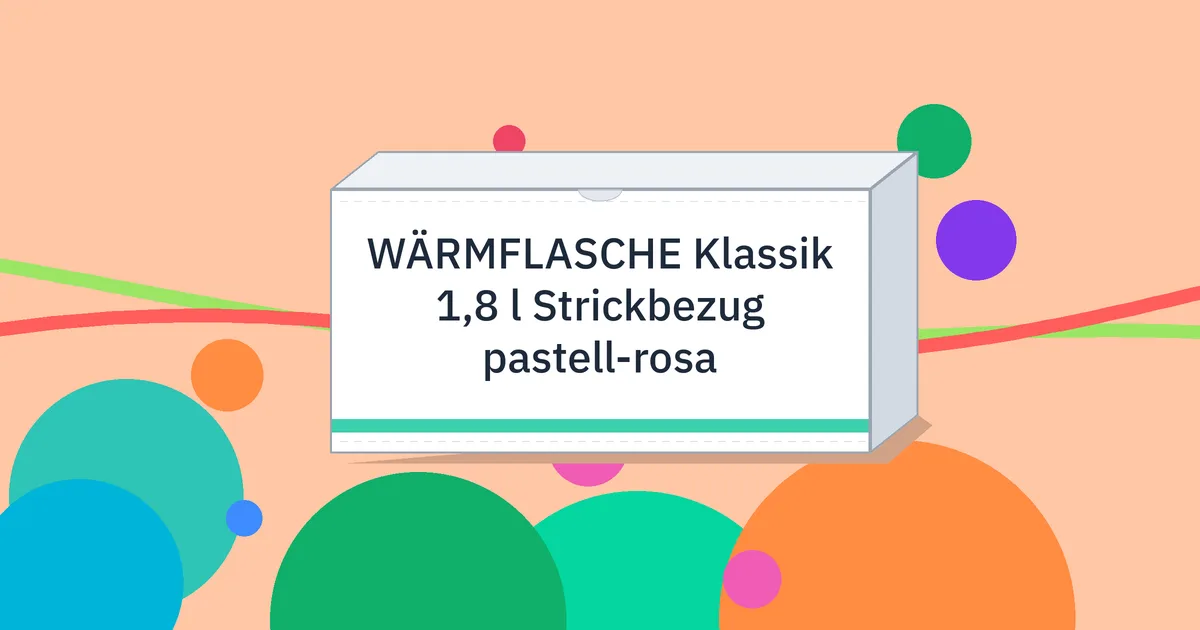Symbolbild: Packung mit der Aufschrift WÄRMFLASCHE Klassik 1,8 l Strickbezug pastell-rosa (PZN 16328955) – Verfügbarkeit und Bezug in Apotheken in Frankfurt am Main