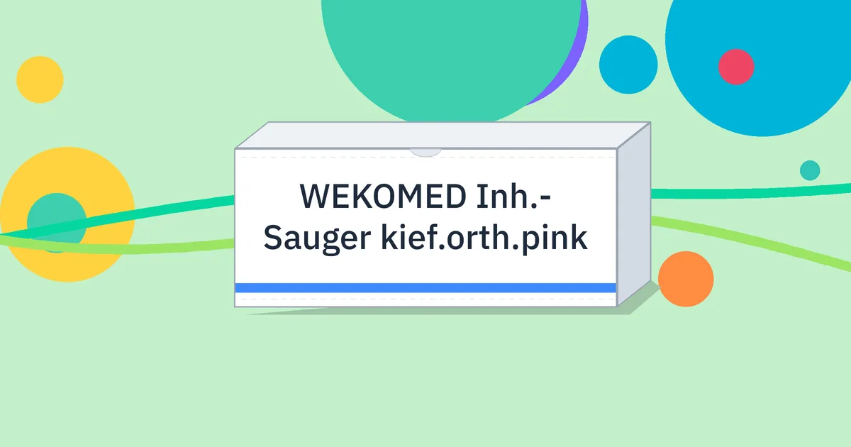 Symbolbild: Packung mit der Aufschrift WEKOMED Inh.-Sauger kief.orth.pink (PZN 03824003) – Verfügbarkeit und Bezug in Apotheken in Frankfurt am Main
