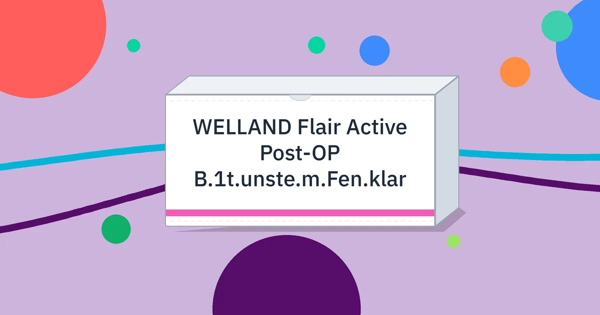 Symbolbild: Packung mit der Aufschrift WELLAND Flair Active Post-OP B.1t.unste.m.Fen.klar (PZN 07748109) – Verfügbarkeit und Bezug in Apotheken in Frankfurt am Main