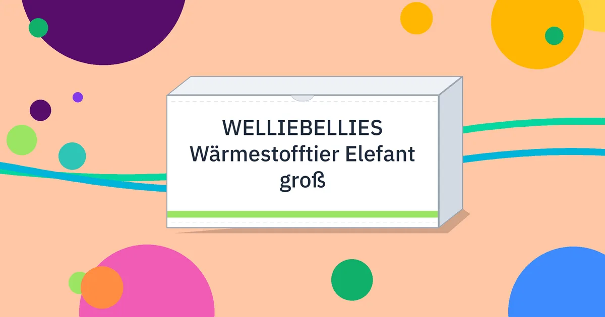 Symbolbild: Packung mit der Aufschrift WELLIEBELLIES Wärmestofftier Elefant groß (PZN 11153468) – Verfügbarkeit und Bezug in Apotheken in Frankfurt am Main