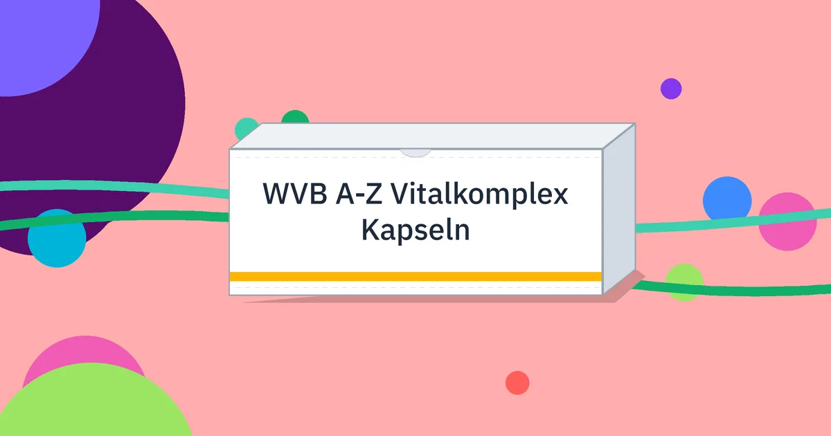 Symbolbild: Packung mit der Aufschrift WVB A-Z Vitalkomplex Kapseln (PZN 20894212) – Verfügbarkeit und Bezug in Apotheken in Frankfurt am Main