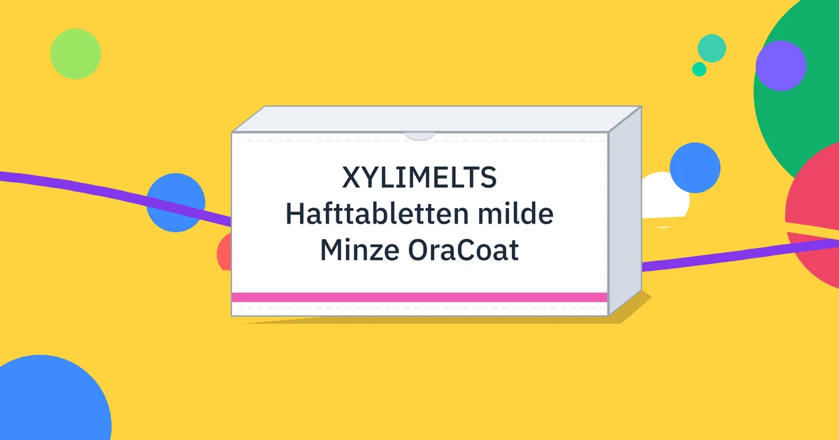 Symbolbild: Packung mit der Aufschrift XYLIMELTS Hafttabletten milde Minze OraCoat (PZN 12596073) – Verfügbarkeit und Bezug in Apotheken in Frankfurt am Main