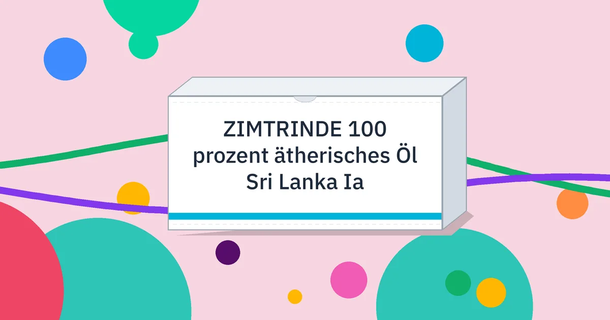 Symbolbild: Packung mit der Aufschrift ZIMTRINDE 100 prozent ätherisches Öl Sri Lanka Ia (PZN 07616939) – Verfügbarkeit und Bezug in Apotheken in Frankfurt am Main