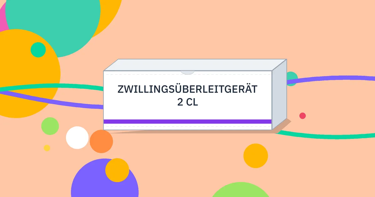 Symbolbild: Packung mit der Aufschrift ZWILLINGSÜBERLEITGERÄT 2 CL (PZN 00891476) – Verfügbarkeit und Bezug in Apotheken in Frankfurt am Main