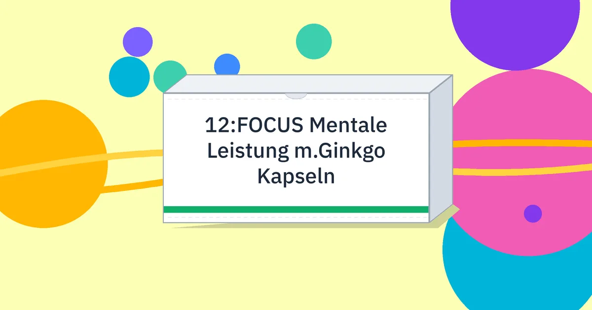 Symbolbild: Packung mit der Aufschrift 12:FOCUS Mentale Leistung m.Ginkgo Kapseln (PZN 18270711) – Verfügbarkeit und Bezug in Apotheken in Frankfurt am Main