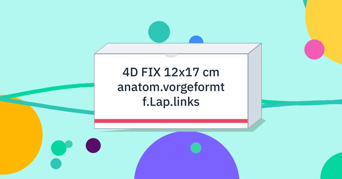 Symbolbild: Packung mit der Aufschrift 4D FIX 12x17 cm anatom.vorgeformt f.Lap.links (PZN 20581660) – Verfügbarkeit und Bezug in Apotheken in Frankfurt am Main