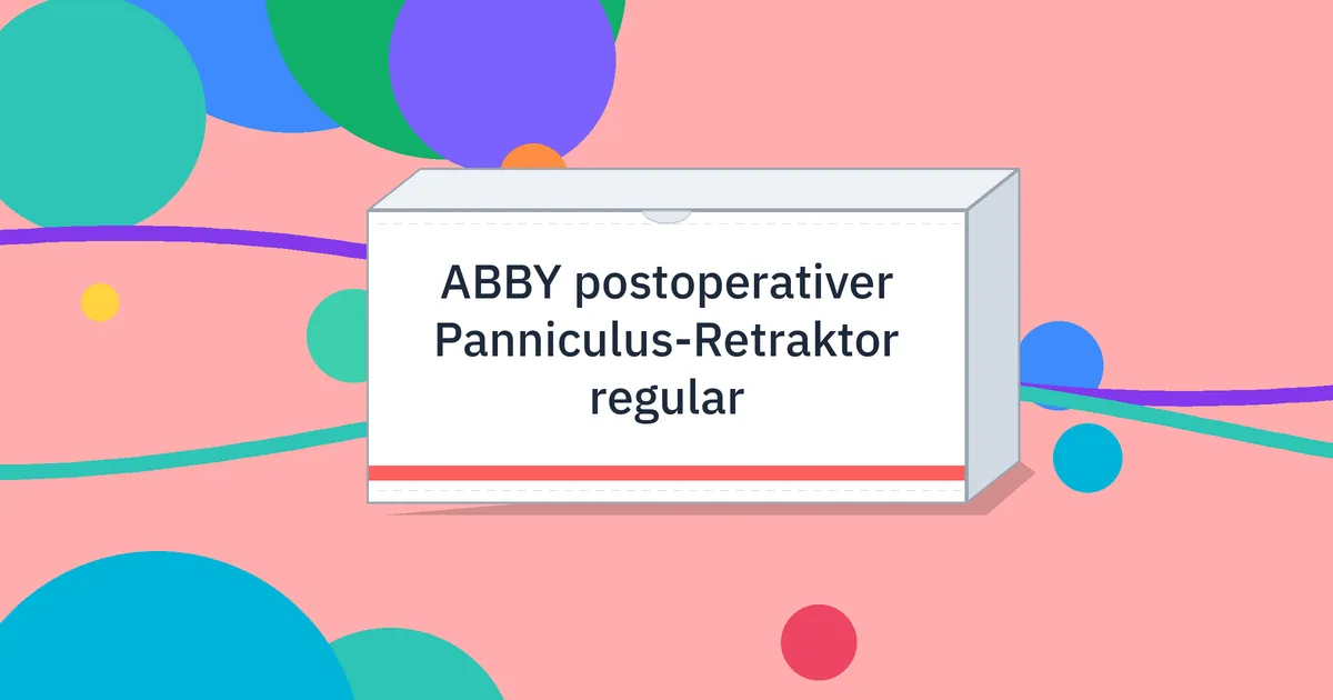 Symbolbild: Packung mit der Aufschrift ABBY postoperativer Panniculus-Retraktor regular (PZN 19275395) – Verfügbarkeit und Bezug in Apotheken in Frankfurt am Main
