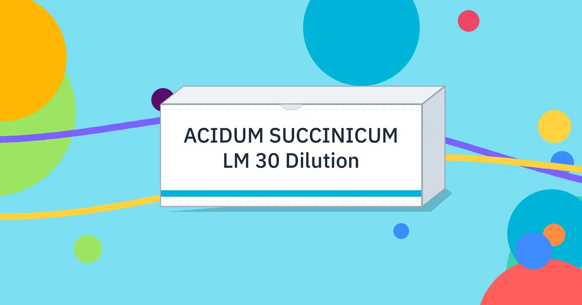 Symbolbild: Packung mit der Aufschrift ACIDUM SUCCINICUM LM 30 Dilution (PZN 13284298) – Verfügbarkeit und Bezug in Apotheken in Frankfurt am Main