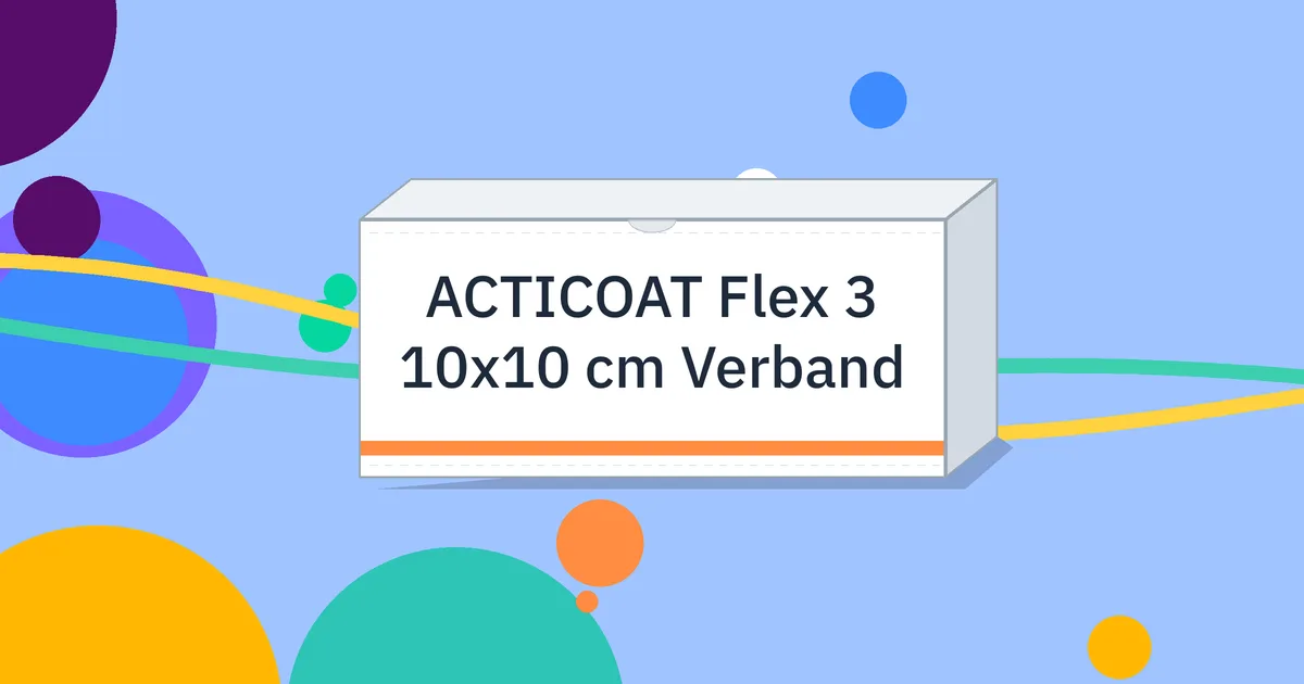 Symbolbild: Packung mit der Aufschrift ACTICOAT Flex 3 10x10 cm Verband (PZN 12725487) – Verfügbarkeit und Bezug in Apotheken in Frankfurt am Main