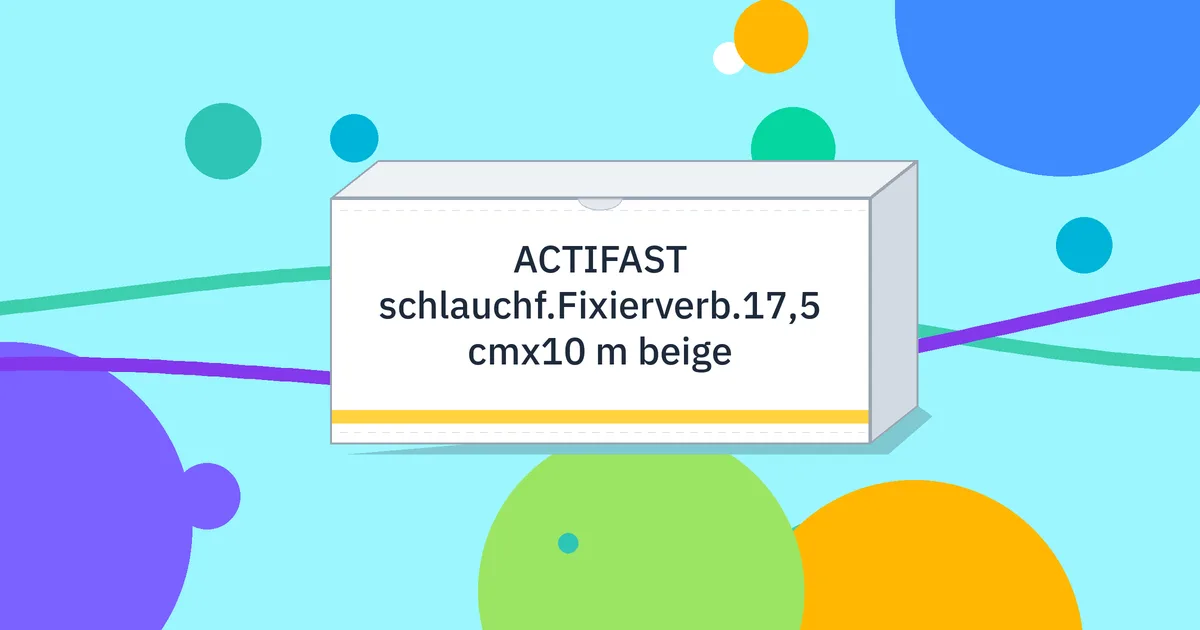 Symbolbild: Packung mit der Aufschrift ACTIFAST schlauchf.Fixierverb.17,5 cmx10 m beige (PZN 19453247) – Verfügbarkeit und Bezug in Apotheken in Frankfurt am Main