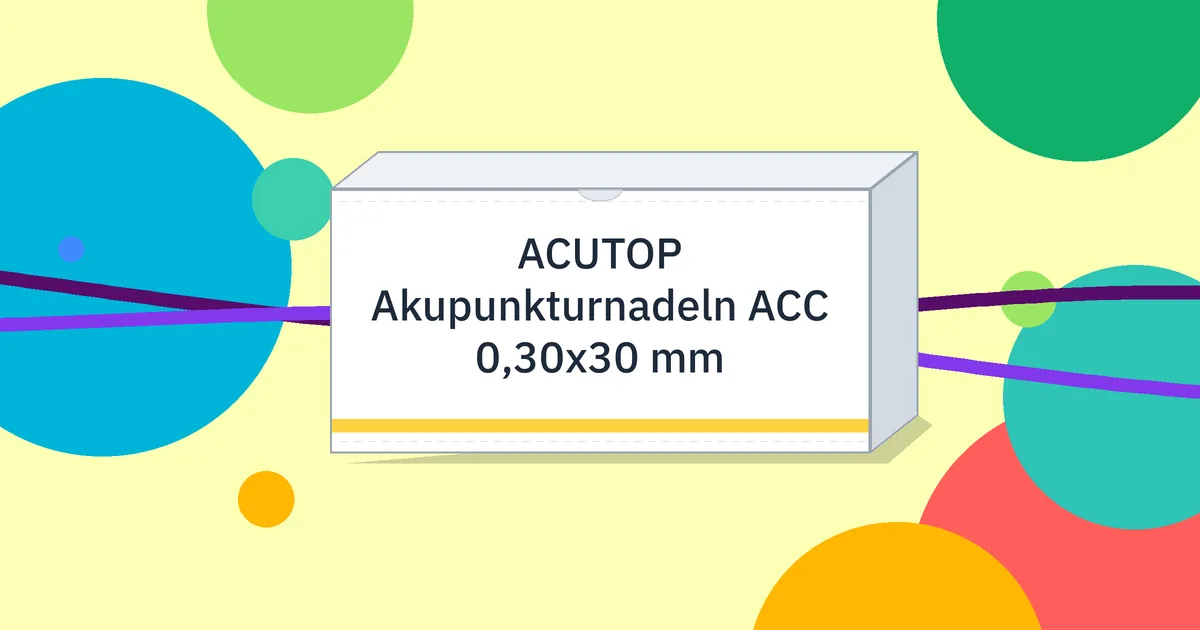 Symbolbild: Packung mit der Aufschrift ACUTOP Akupunkturnadeln ACC 0,30x30 mm (PZN 17443983) – Verfügbarkeit und Bezug in Apotheken in Frankfurt am Main