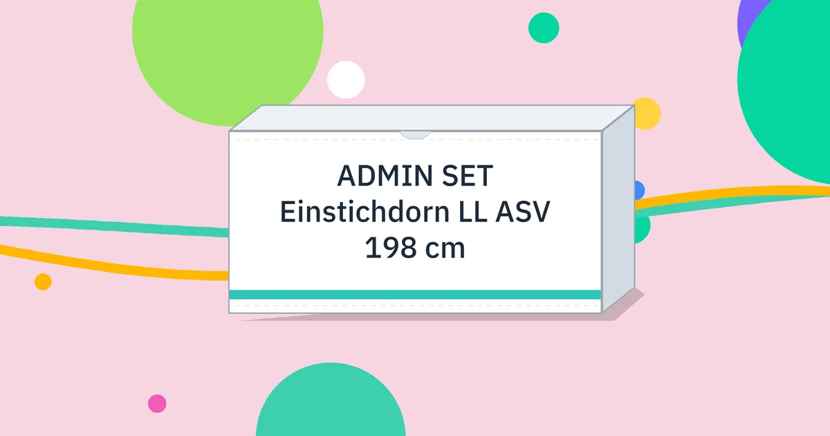 Symbolbild: Packung mit der Aufschrift ADMIN SET Einstichdorn LL ASV 198 cm (PZN 09106036) – Verfügbarkeit und Bezug in Apotheken in Frankfurt am Main
