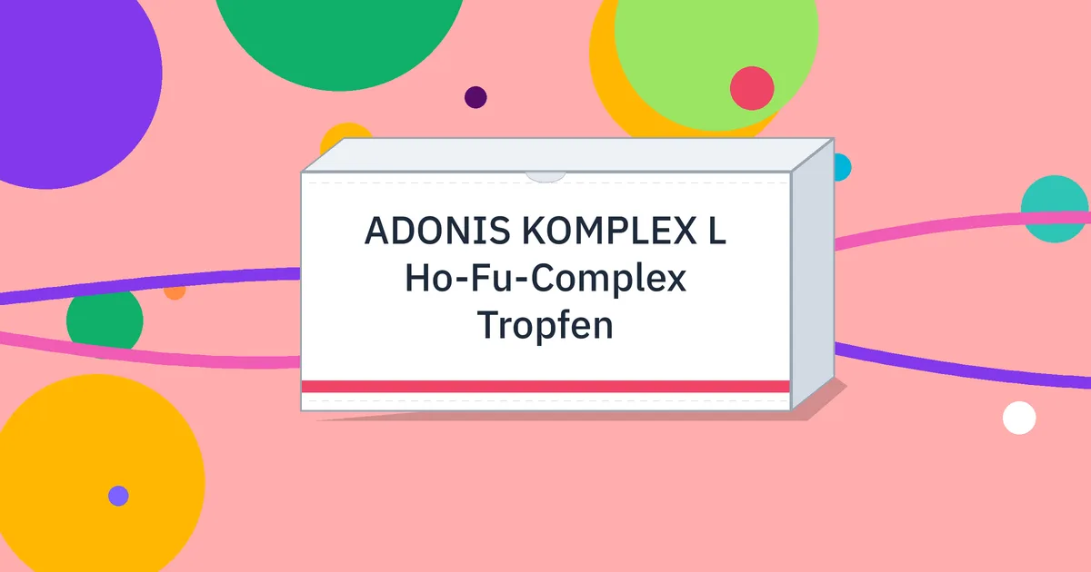Symbolbild: Packung mit der Aufschrift ADONIS KOMPLEX L Ho-Fu-Complex Tropfen (PZN 01742146) – Verfügbarkeit und Bezug in Apotheken in Frankfurt am Main