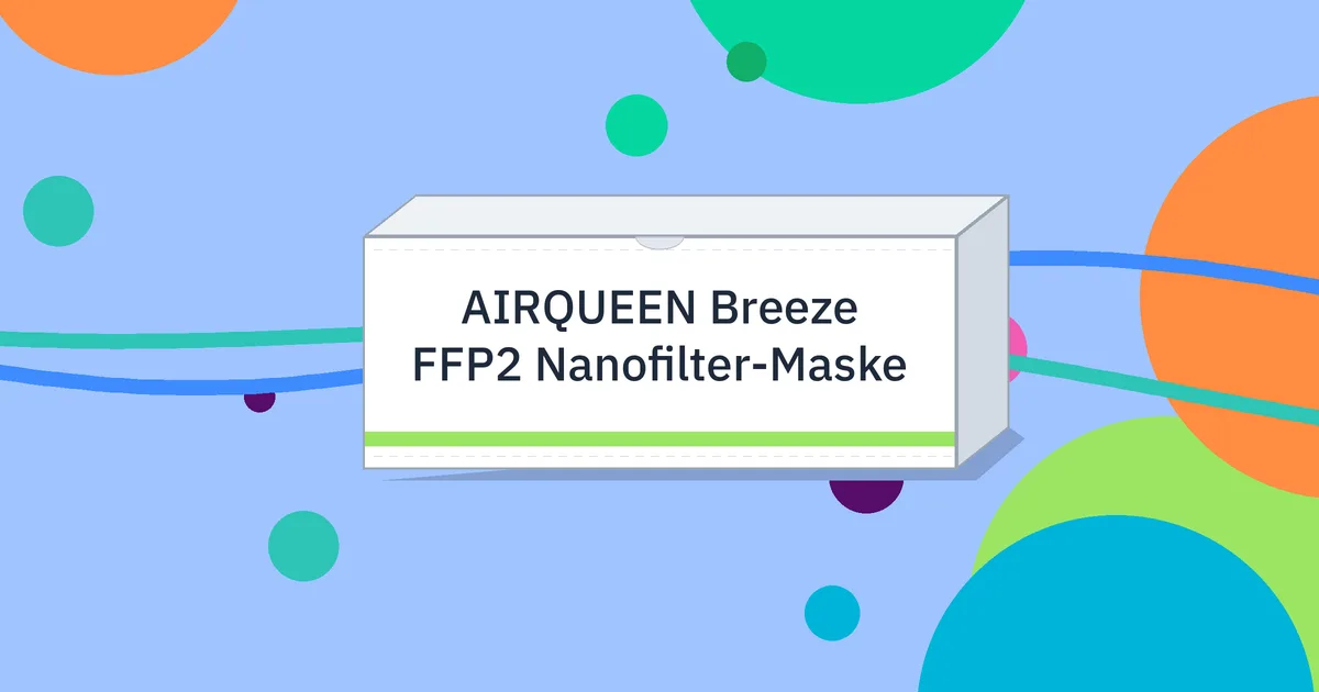 Symbolbild: Packung mit der Aufschrift AIRQUEEN Breeze FFP2 Nanofilter-Maske (PZN 17373314) – Verfügbarkeit und Bezug in Apotheken in Frankfurt am Main