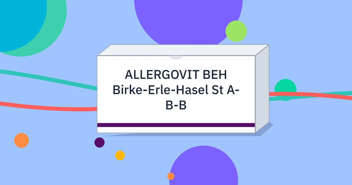 Symbolbild: Packung mit der Aufschrift ALLERGOVIT BEH Birke-Erle-Hasel St A-B-B (PZN 15741311) – Verfügbarkeit und Bezug in Apotheken in Frankfurt am Main