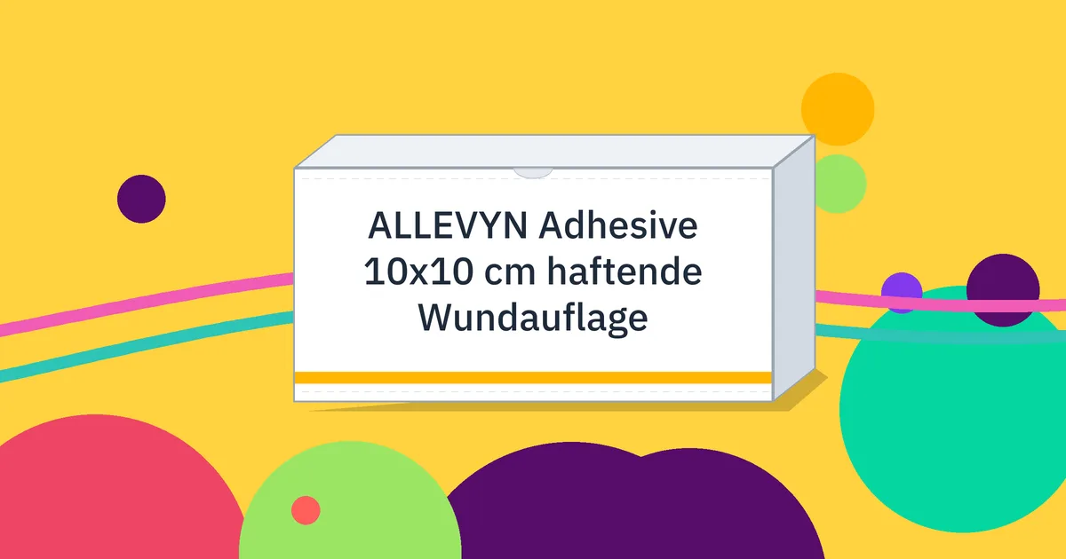 Symbolbild: Packung mit der Aufschrift ALLEVYN Adhesive 10x10 cm haftende Wundauflage (PZN 15308577) – Verfügbarkeit und Bezug in Apotheken in Frankfurt am Main