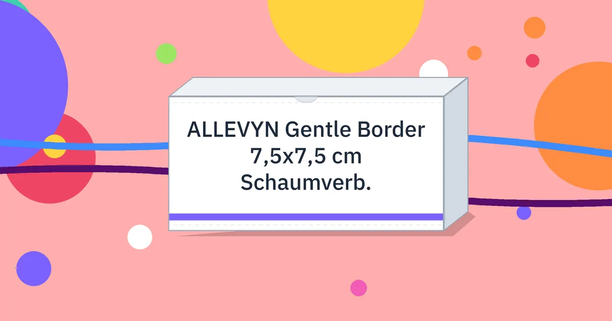 Symbolbild: Packung mit der Aufschrift ALLEVYN Gentle Border 7,5x7,5 cm Schaumverb. (PZN 11729810) – Verfügbarkeit und Bezug in Apotheken in Frankfurt am Main