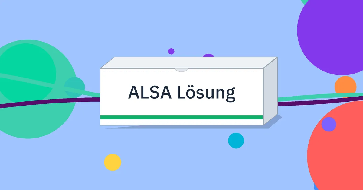 Symbolbild: Packung mit der Aufschrift ALSA Lösung (PZN 04959030) – Verfügbarkeit und Bezug in Apotheken in Frankfurt am Main