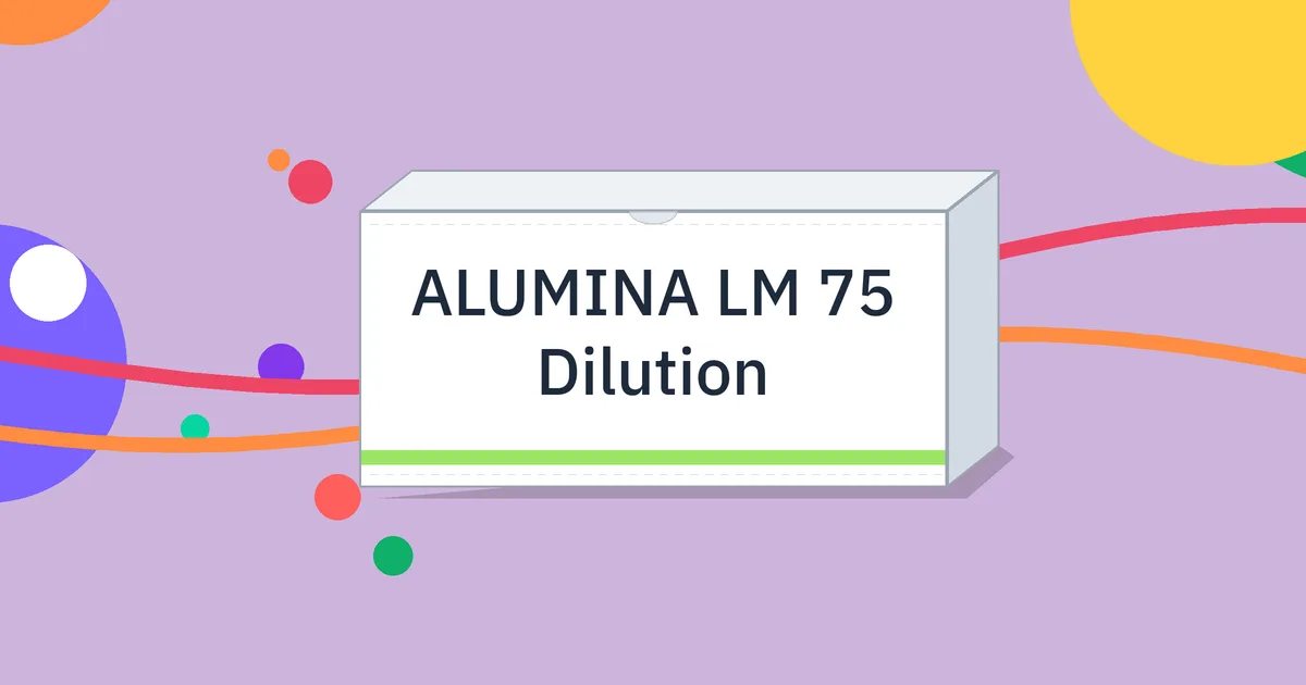 Symbolbild: Packung mit der Aufschrift ALUMINA LM 75 Dilution (PZN 12758699) – Verfügbarkeit und Bezug in Apotheken in Frankfurt am Main