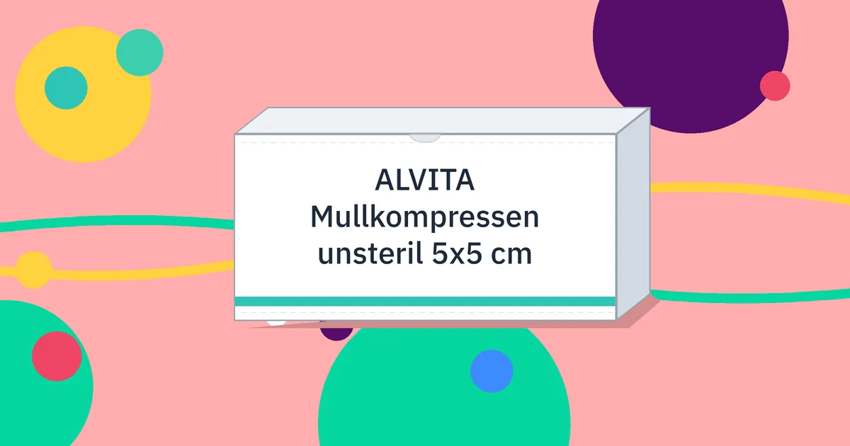 Symbolbild: Packung mit der Aufschrift ALVITA Mullkompressen unsteril 5x5 cm (PZN 16811427) – Verfügbarkeit und Bezug in Apotheken in Frankfurt am Main