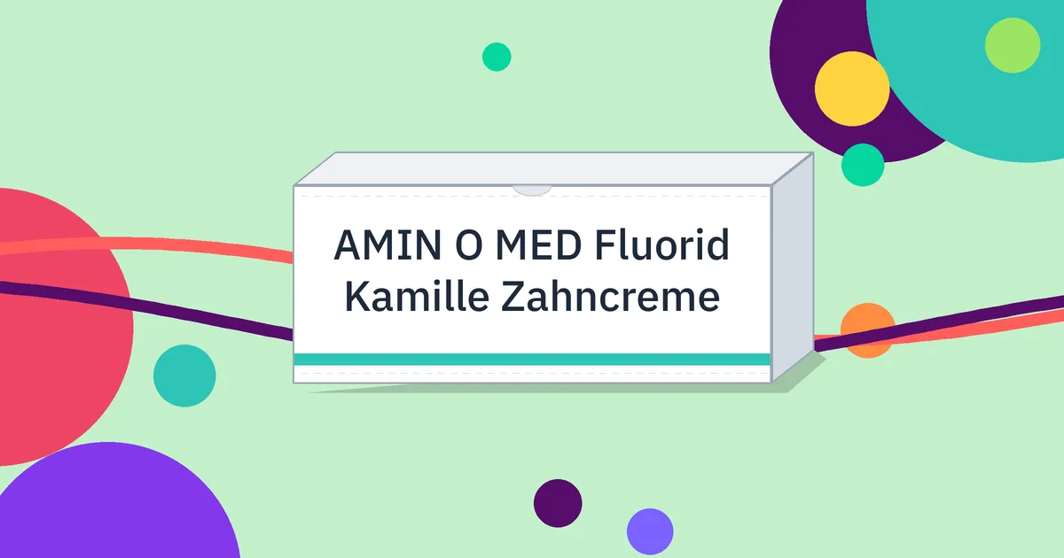 Symbolbild: Packung mit der Aufschrift AMIN O MED Fluorid Kamille Zahncreme (PZN 00074866) – Verfügbarkeit und Bezug in Apotheken in Frankfurt am Main
