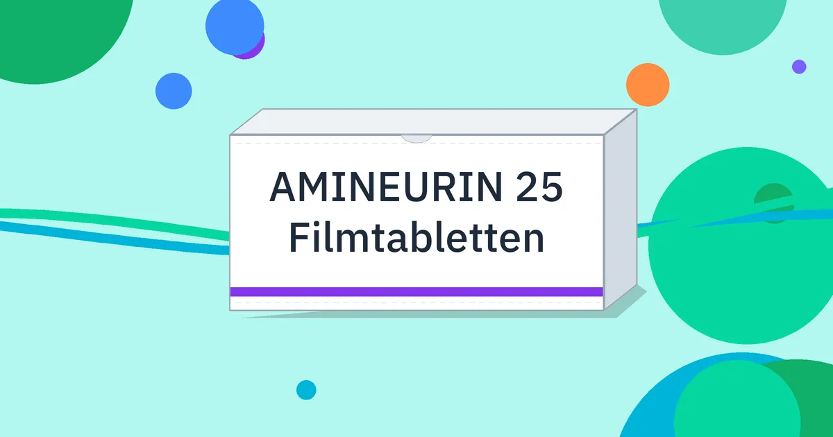 Symbolbild: Packung mit der Aufschrift AMINEURIN 25 Filmtabletten (PZN 03634366) – Verfügbarkeit und Bezug in Apotheken in Frankfurt am Main