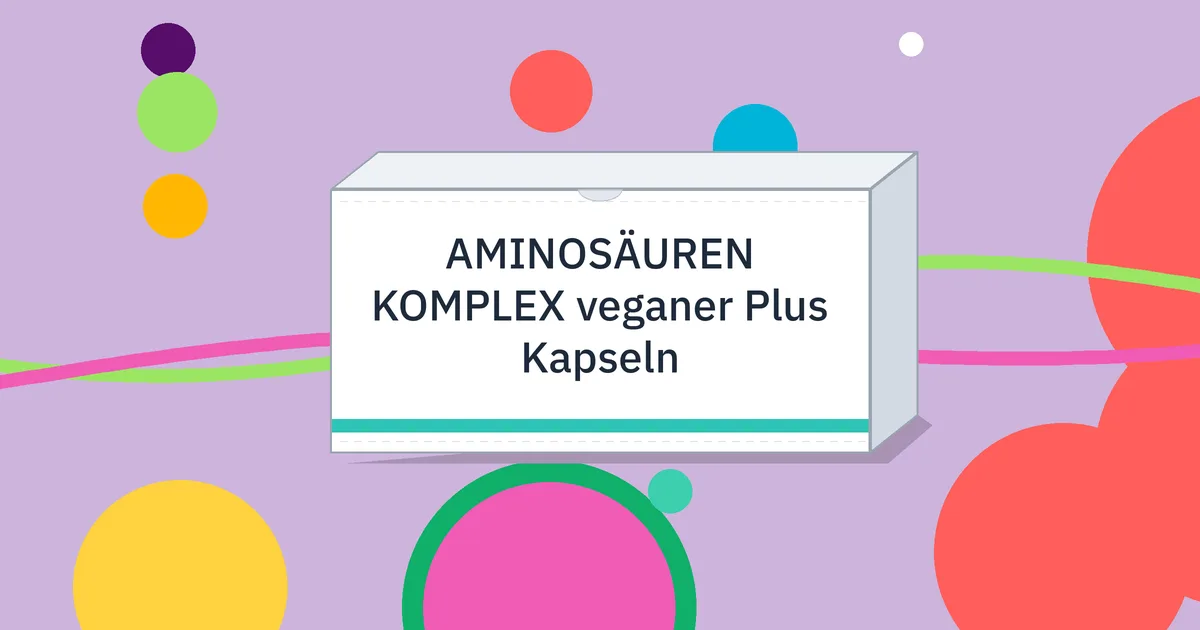 Symbolbild: Packung mit der Aufschrift AMINOSÄUREN KOMPLEX veganer Plus Kapseln (PZN 10323661) – Verfügbarkeit und Bezug in Apotheken in Frankfurt am Main