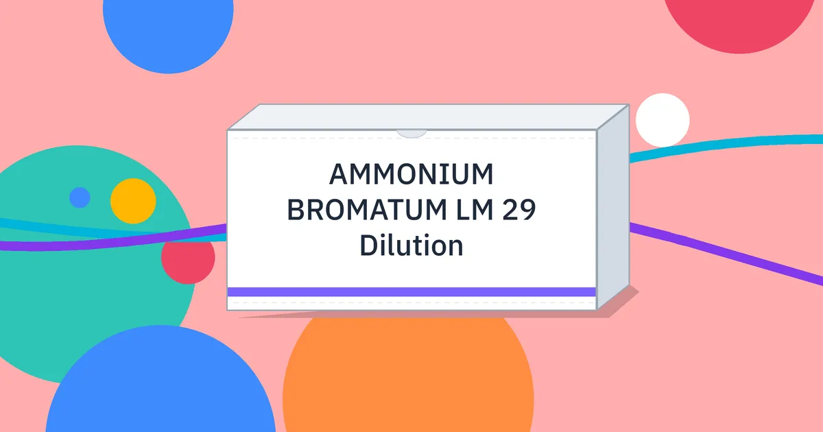 Symbolbild: Packung mit der Aufschrift AMMONIUM BROMATUM LM 29 Dilution (PZN 13320611) – Verfügbarkeit und Bezug in Apotheken in Frankfurt am Main