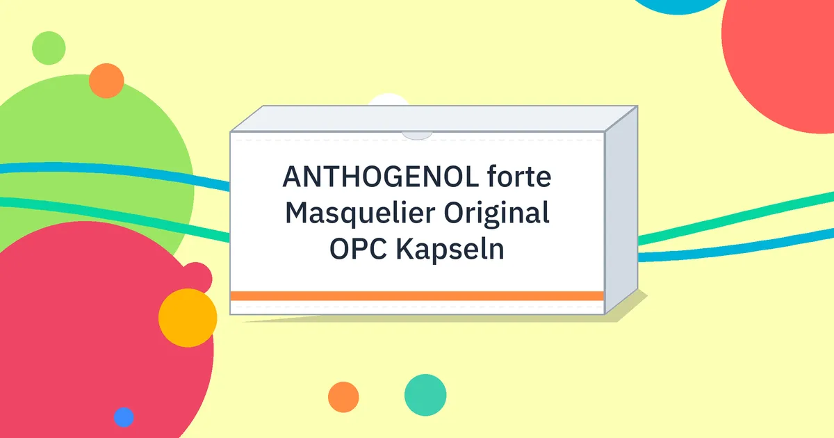 Symbolbild: Packung mit der Aufschrift ANTHOGENOL forte Masquelier Original OPC Kapseln (PZN 18879151) – Verfügbarkeit und Bezug in Apotheken in Frankfurt am Main