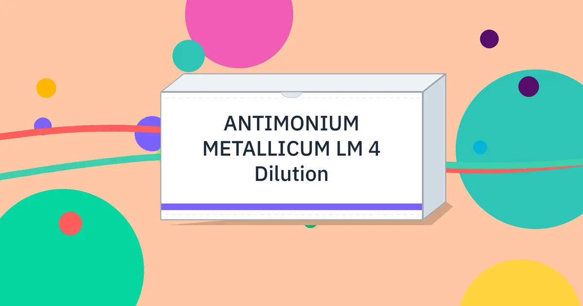 Symbolbild: Packung mit der Aufschrift ANTIMONIUM METALLICUM LM 4 Dilution (PZN 13373211) – Verfügbarkeit und Bezug in Apotheken in Frankfurt am Main