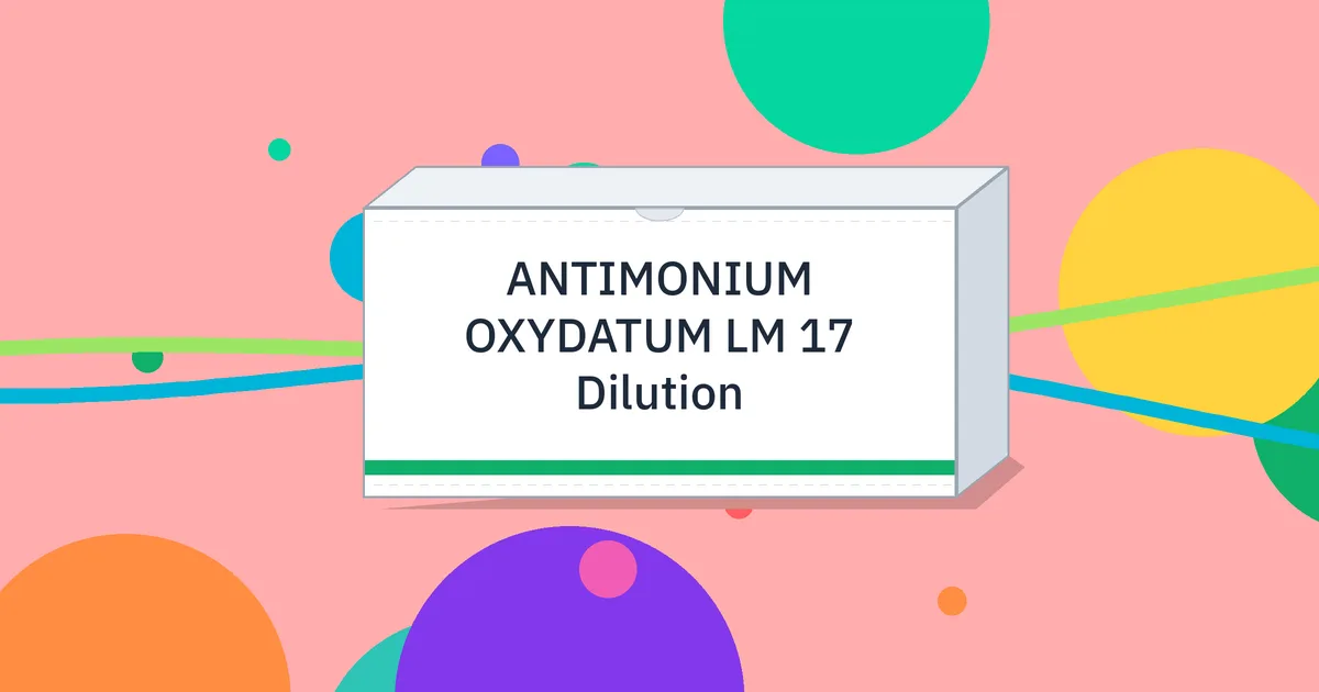 Symbolbild: Packung mit der Aufschrift ANTIMONIUM OXYDATUM LM 17 Dilution (PZN 13374481) – Verfügbarkeit und Bezug in Apotheken in Frankfurt am Main