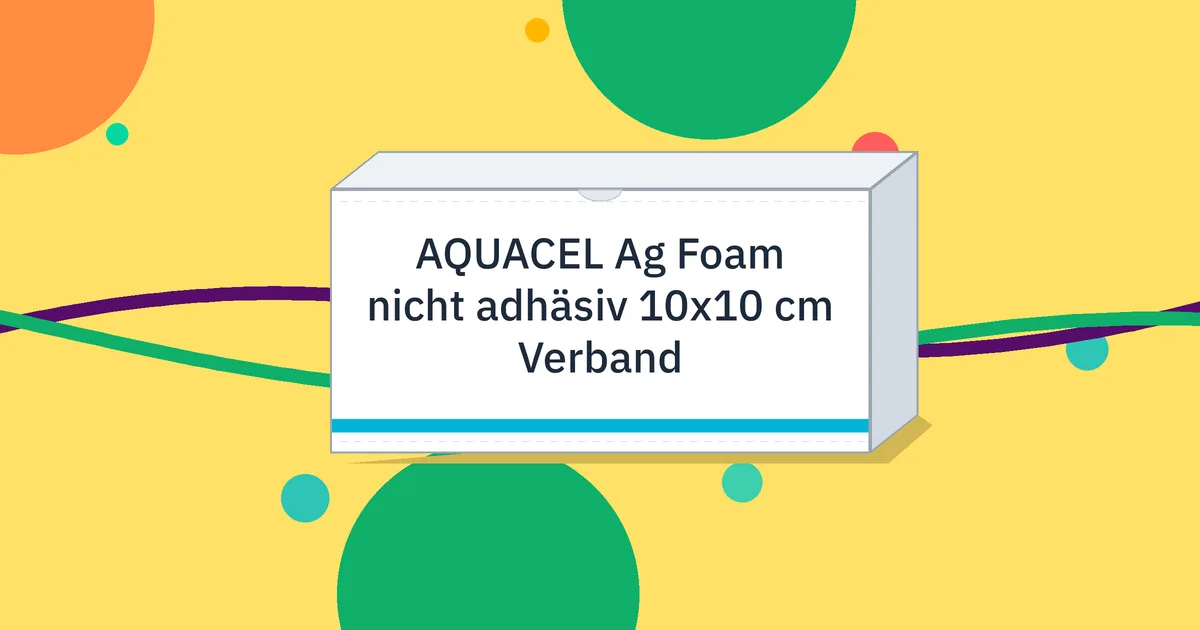 Symbolbild: Packung mit der Aufschrift AQUACEL Ag Foam nicht adhäsiv 10x10 cm Verband (PZN 11646768) – Verfügbarkeit und Bezug in Apotheken in Frankfurt am Main