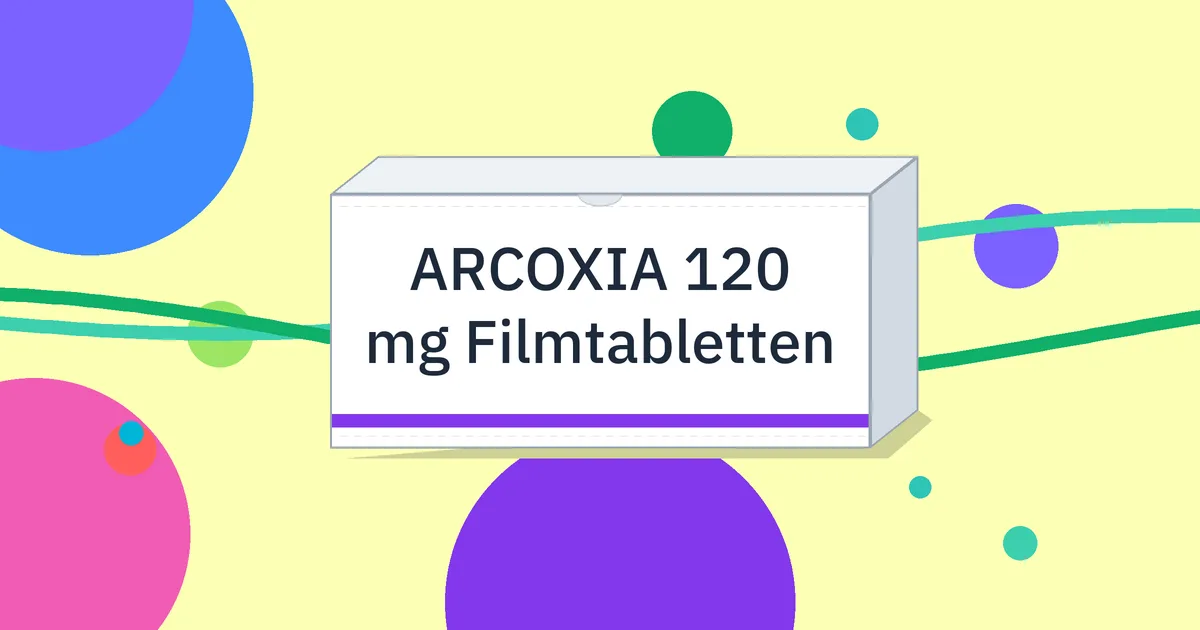 Symbolbild: Packung mit der Aufschrift ARCOXIA 120 mg Filmtabletten (PZN 02545270) – Verfügbarkeit und Bezug in Apotheken in Frankfurt am Main