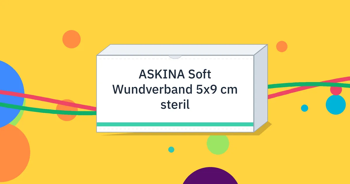 Symbolbild: Packung mit der Aufschrift ASKINA Soft Wundverband 5x9 cm steril (PZN 06645896) – Verfügbarkeit und Bezug in Apotheken in Frankfurt am Main
