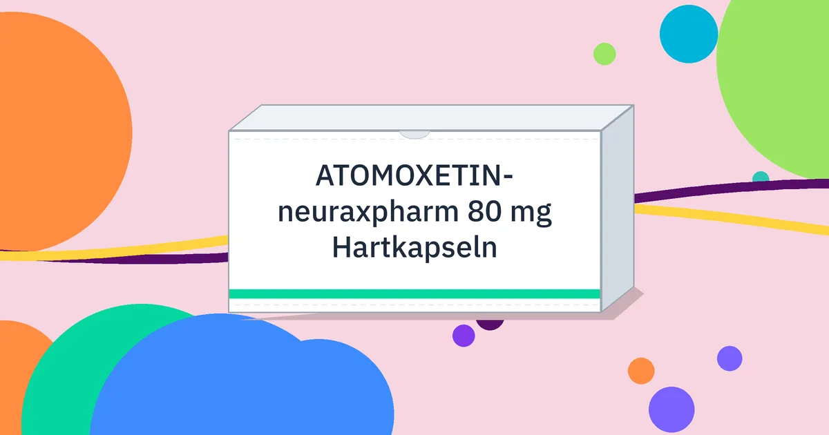 Symbolbild: Packung mit der Aufschrift ATOMOXETIN-neuraxpharm 80 mg Hartkapseln (PZN 14330327) – Verfügbarkeit und Bezug in Apotheken in Frankfurt am Main