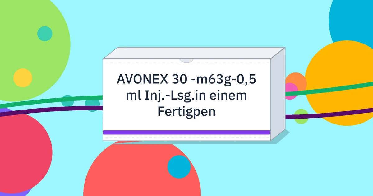 Symbolbild: Packung mit der Aufschrift AVONEX 30 -m63g-0,5 ml Inj.-Lsg.in einem Fertigpen (PZN 10708852) – Verfügbarkeit und Bezug in Apotheken in Frankfurt am Main