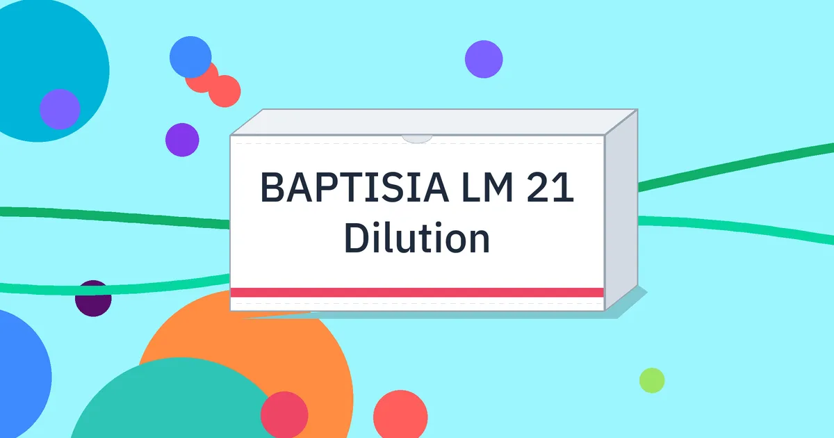 Symbolbild: Packung mit der Aufschrift BAPTISIA LM 21 Dilution (PZN 12788157) – Verfügbarkeit und Bezug in Apotheken in Frankfurt am Main