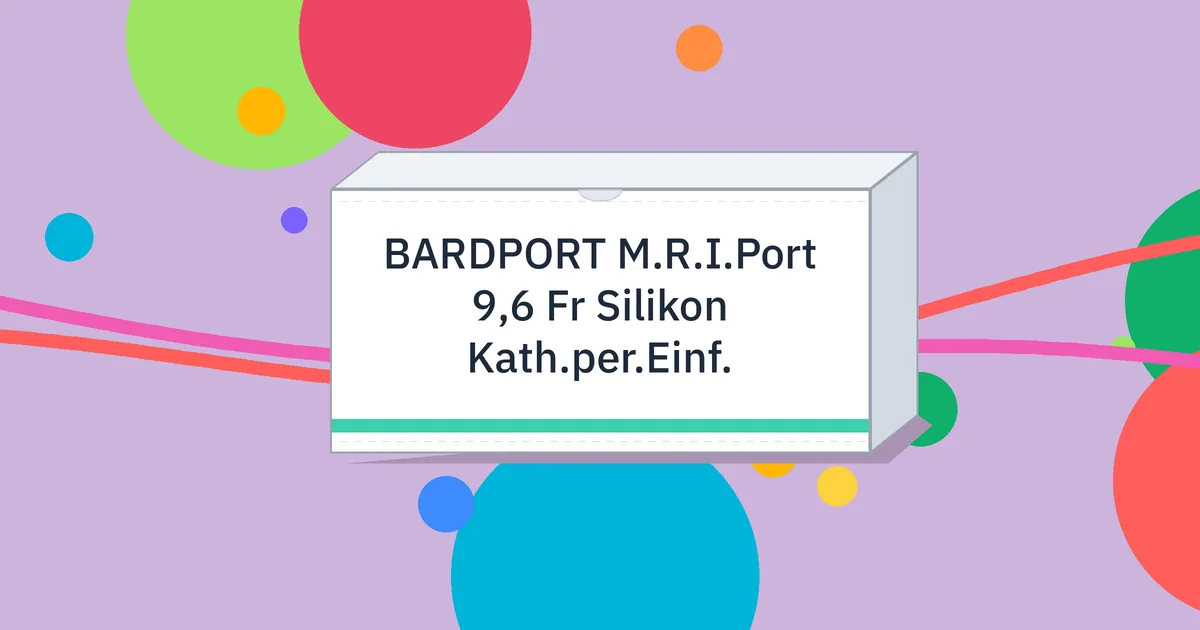 Symbolbild: Packung mit der Aufschrift BARDPORT M.R.I.Port 9,6 Fr Silikon Kath.per.Einf. (PZN 02755292) – Verfügbarkeit und Bezug in Apotheken in Frankfurt am Main